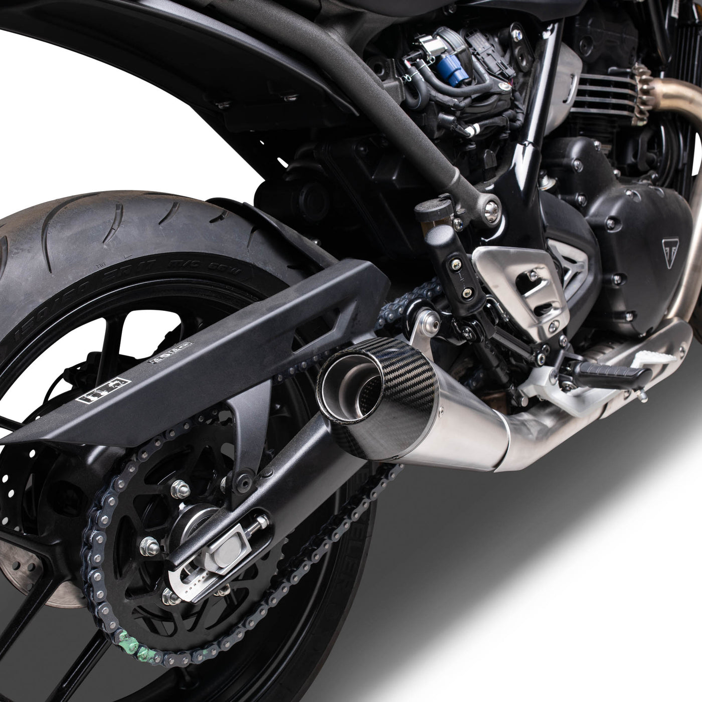 Triumph 400/400x Stubby Predator Carbon Exhaust | British Customs